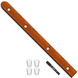 Suzile Wooden Shot Board Ski 4 Person Retro Rustic Shot Board Ski with 4 Shot Glasses and Marker for Weddings Vacations Celebrations and Wedding Gifts(Brown)
