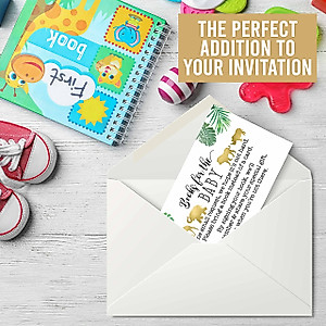 25 Book Request Baby Shower Guest Book Alternative - Safari Baby Shower Invitation Inserts, Books For Baby Shower Request Cards, Bring A Book Instead Of A Card, Baby Shower Book Request