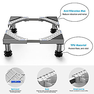 SEISSO Fridge Stand-Adjustable Dryer Stand with 4 Heavy Duty Feet Increase 7-8.6inch Height Max Load 770LB/350KG Base Stand for Washer Refrigerator Washing Machine Dryer