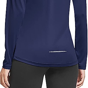 BALEAF Women's Long Sleeve Running Shirts Quick Dry Workout Shirts Navy Size L