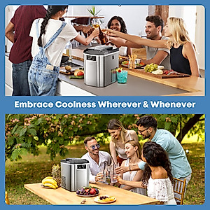 JINJUNYE Nugget Ice Maker Countertop, 38LBS/Day, Self Cleaning, Soft Chewable Pellet Ice Machine, Portable Crushed Ice Makers for Home, Kitchen, Stainless Steel