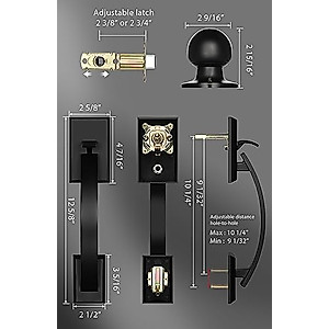 goldenwarm Black Front Door Knob Handle, Entry Door Handle and Reversible Handle Knob, Single Cylinder Front Door Handle Only, Matte Black Front Door Entry Handleset, Entry Way Door Handle