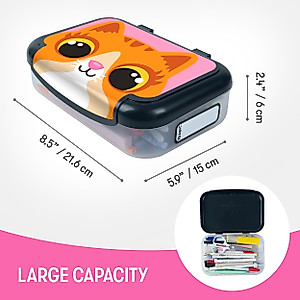 ZIPIT Large Recycled Plastic Pencil Box for Girls, Pencil Case for School, Organizer Pencil Bag, Large Capacity Pencil Pouch (Kitty)