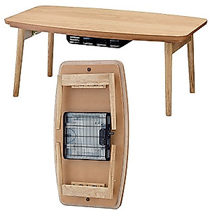AZUMAYA Kotatsu Heater Folding Legs Table W36.0 x D20.0 x H14.5 Inches Natural Oak and Rubber Wood Material Home and Living Natural Oak Wooden Color ELFI-901OAK