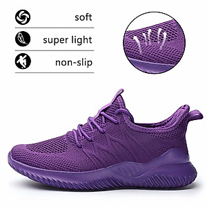 Women's Running Shoes Ladies Slip on Tennis Walking Sneakers Lightweight Breathable Comfort Work Gym Trainers Stylish Shoes Dark Purple