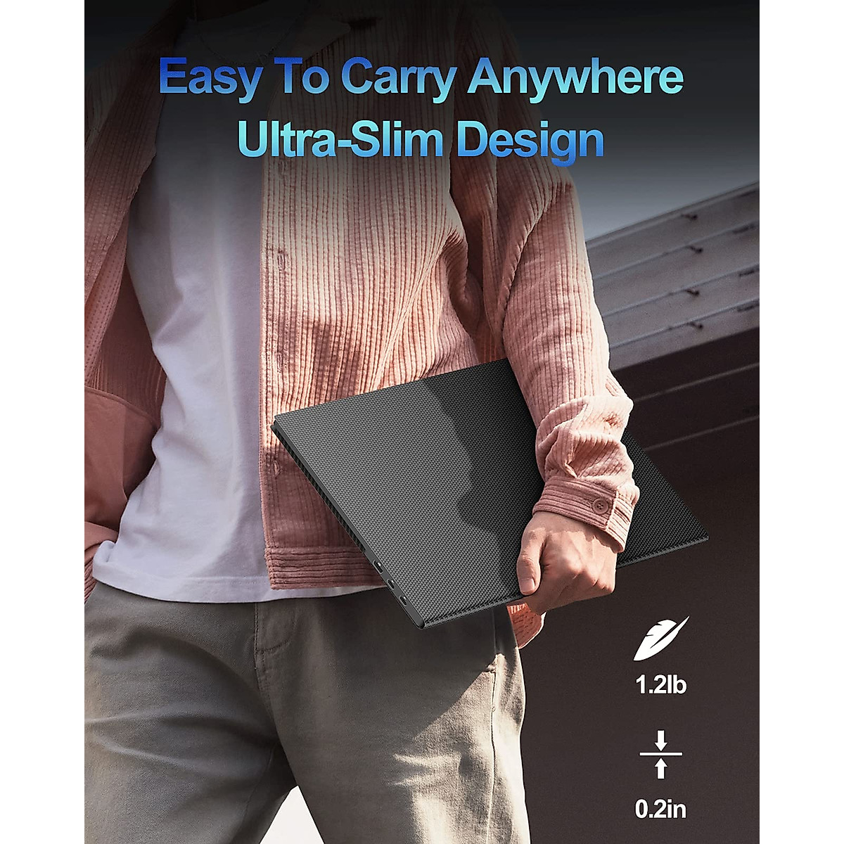 CNBANAN 2.5K Portable Monitor, 16" Laptop Monitor Extender 2520x1680 QHD Slim Lightweight IPS 1500:1 USB C HDMI Computer Display Gaming Screen with Speakers Travel Monitor for Mac Phone Xbox Game