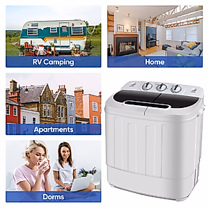 ZENY Portable Clothes Washing Machine Mini Twin Tub Washing Machine 13lbs Capacity with Spin Dryer,Compact Washer and Dryer Combo Lightweight Small Laundry Washer for Home,Apartments, Dorm Rooms,RV