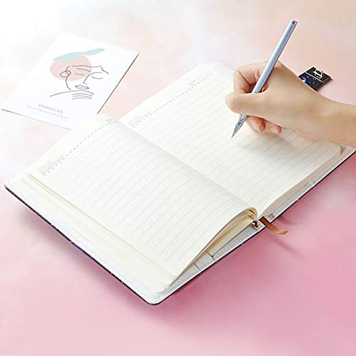 Lock Journal A5 PU Leather Diary with Lock Digital Password Notebook Locking Journal Writing Notebook for Women and Girls Heart Shaped Stationery Purple