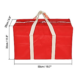 PATIKIL Closet Storage Bags, 19.7'' Length Clothes Blanket Organizer Foldable Bag with Carrying Handles for Bedding Clothing, Red