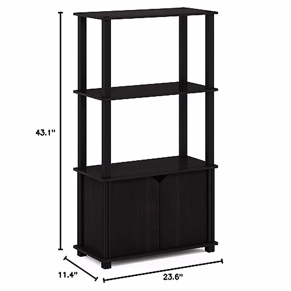 Furinno Brahms 4-Tier Multipurpose Bookcase/Bookshelf/Display Shelf/Display Rack with Door, Espresso/Black