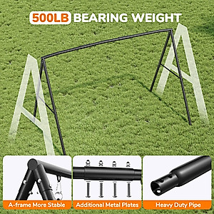 Hapfan 500lb Heavy Duty Swing Set for Backyard with Saucer Swing, 2 Belt Swings