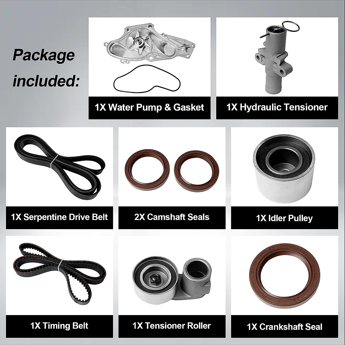 Timing Belt Kit with Water Pump | Compatible with 2003-2018 Honda Accord Odyssey Pilot, Acura MDX RDX RL TL TSX & Saturn Vue 3.0L 3.5L 3.7L Vehicles | Replaces# 19200-RDV-J01, TKH002, TCKWP329