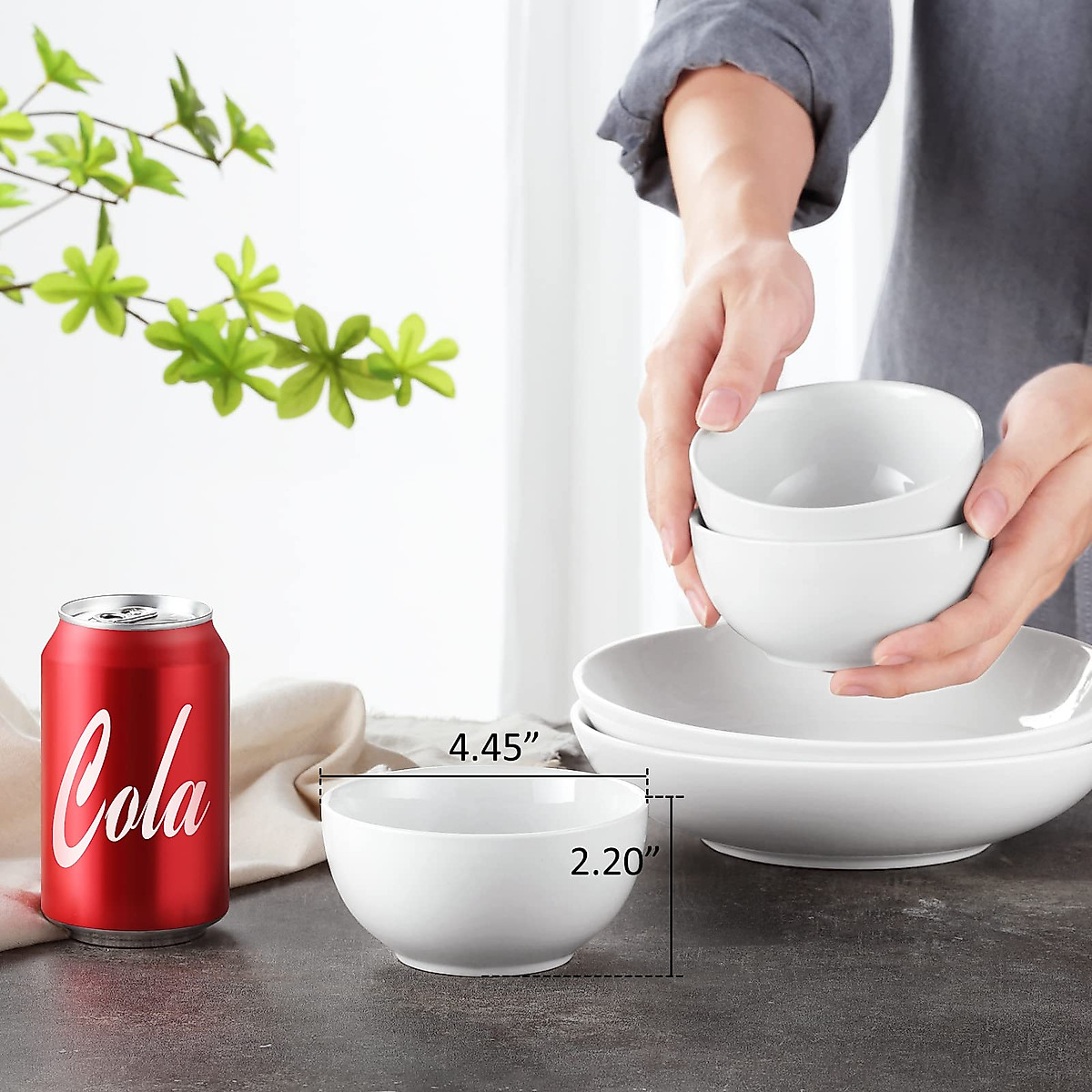 Yedio Porcelain Bowls Set and Porcelain Rectangular Dinner Platters Bundle