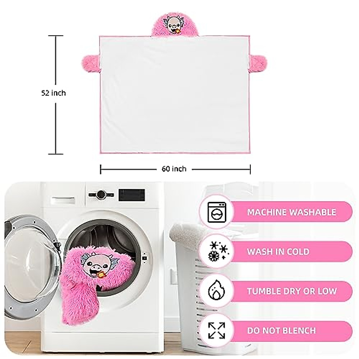 YIRDDEO Wearable Blankets Hoodie Pink Fluffy Blanket Cute Dinosaur Oversized Travel Blanket Warm Comfy Adult Picnic Animal Blankets with Plush Sleeves