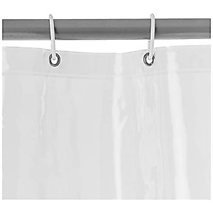 Amazon Basics Water Resistant 8-Gauge PEVA Shower Curtain Liner with Metal Grommets and Plastic Shower Hooks - 72" x 72", Clear