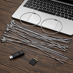 11.8 Inch Wire Keychain Cable,Large Stainless Steel Key Ring Loop Holder,Nylon Coated Screw Lock Key Rings,2mm Heavy Duty,Pack of 20,Silver