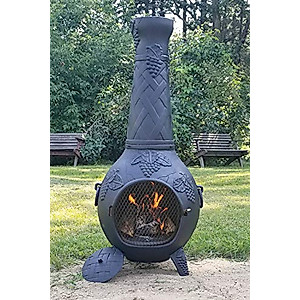 The Blue Rooster Grape Cast Aluminum Chiminea in Charcoal
