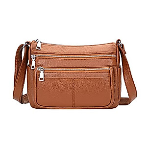Over Earth Crossbody Bag for Women Soft Leather Purses and Handbags Multi Pockets Messenger Bag