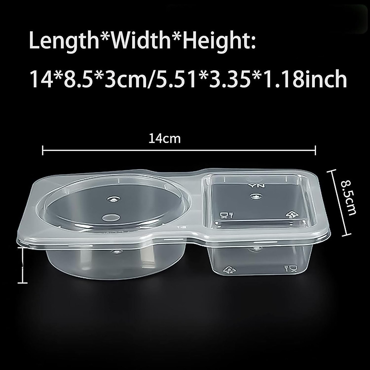 15pcs Double Compartment Condiment Container, Double Condiment Containers with Lids, 2 Compartment Snack Containers, Double Compartment Snack Containers for to-go Sauce, Sampling, Travel Snack