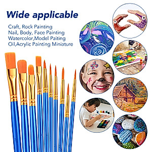 ESRICH Acrylic Paint Brushes Set,8Packs /80 Pcs, Nylon Brush Head, Suitable for Acrylic, Oil, Watercolor,Rock Body Face Nail Art,Perfect Suit of Art Painting, Best Gift for Kids Adult Drawing