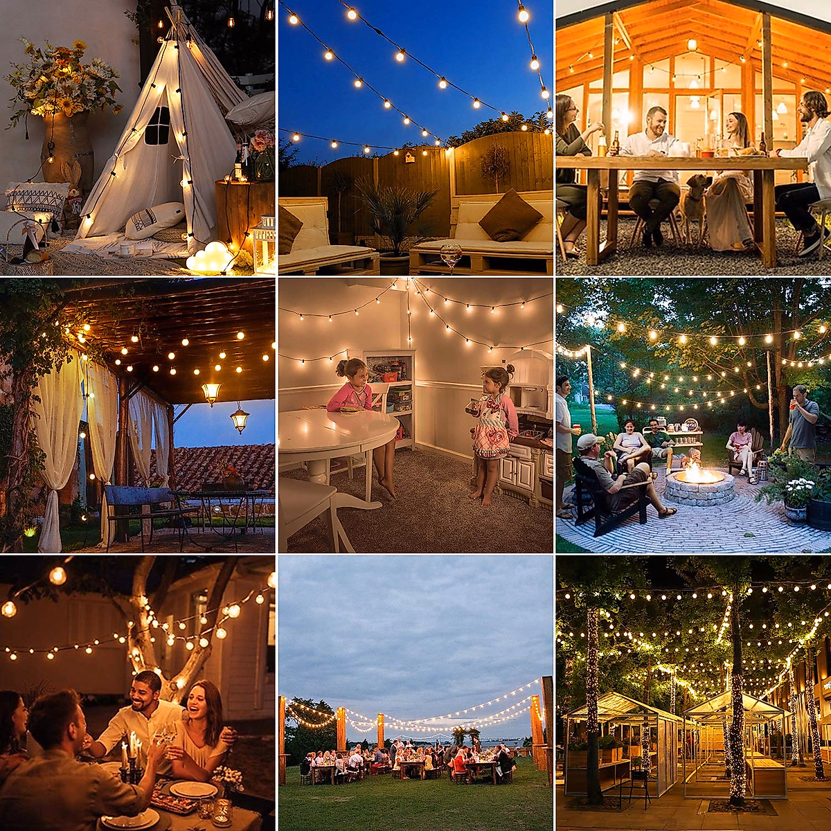 ZOTOYI Outdoor String Lights 50FT, LED Patio Lights with 27 Plastic G40 Bulbs(2 Spare), Waterproof IP65 Edison Globe String Lights for Outside, Cafe, Bistro, Backyard, Garden, Dimmable 2700K