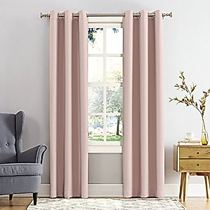 Sun Zero Easton Energy Saving Blackout Grommet Curtain Panel, 40" x 84", Blush Pink