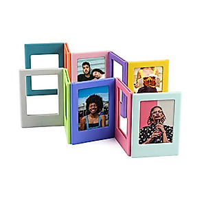 QUEEN3C 10 Pieces Colorful 3 Inch Mini Film Magnetic Photo Picture Frame, Mini Table Photo Frame, Fridge Magnetic Photo Frame. Compatible with Fujifilm Instax Mini, Small Polaroid Photos.