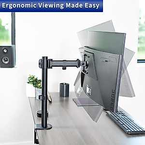 VIVO Single 13 to 32 inch Computer Monitor Desk Mount, Short Adjustable Arm, VESA Stand for 1 Screen, Max VESA 100x100, Black, STAND-V001E