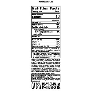 Monster Energy Ultra Rosa, Sugar Free Energy Drink, 16 Ounce (Pack of 15)