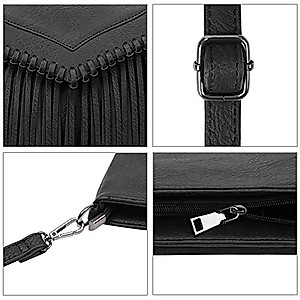 HDE Women's PU Leather Hobo Fringe Crossbody Tassel Purse Vintage Small Handbag