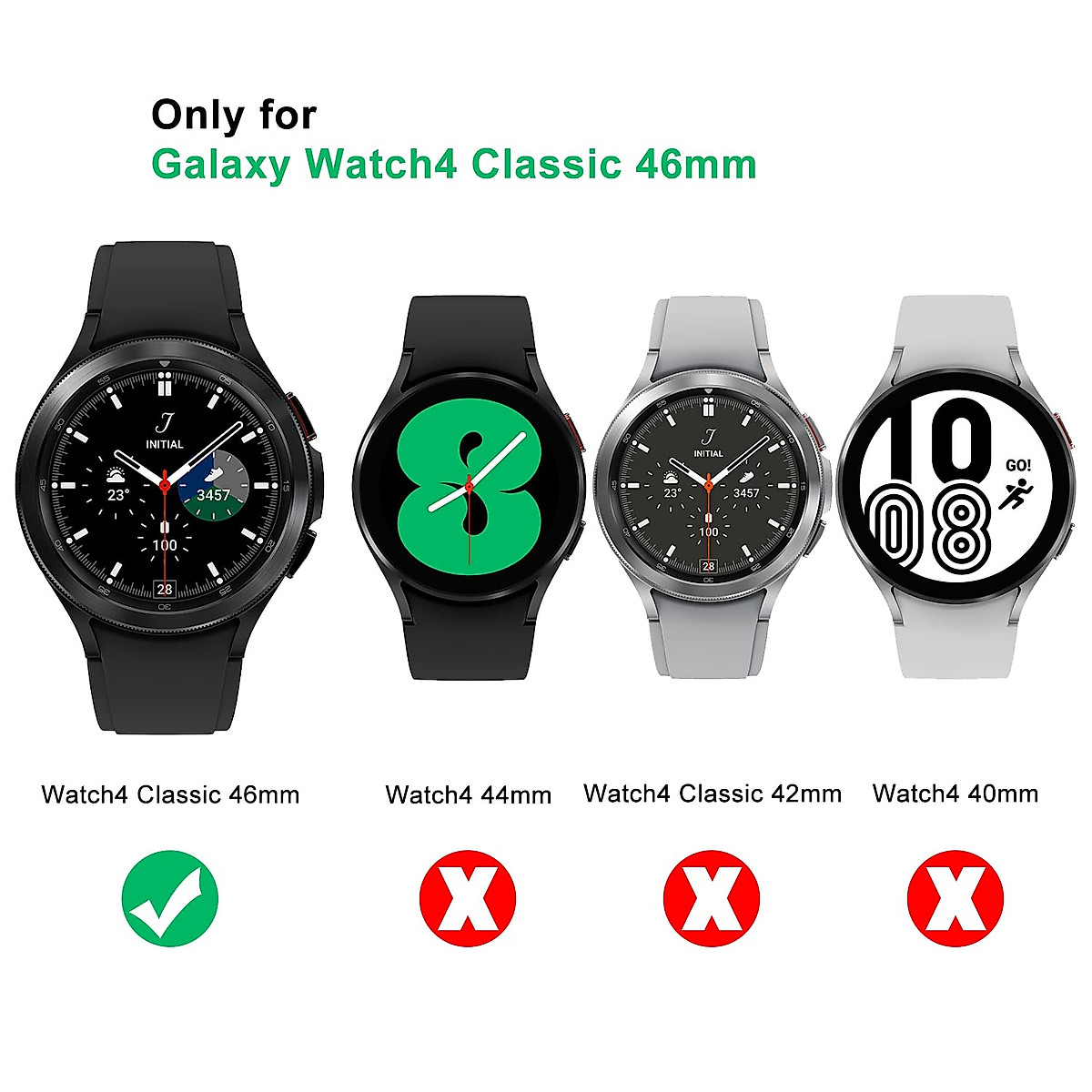 DGYSG Luxury Case Designed for Samsung Galaxy Watch 4 Classic 46mm 2021, Rugged Military Protective Metal Bumper Case with Tactical Silicone Band for Men, Silver