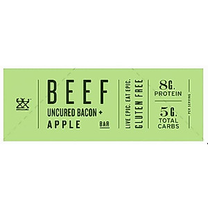 Epic Beef Apple Bacon Bars, Whole30, Paleo Friendly, 12 ct