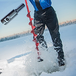 304 Stainless Steel Ice Auger Drill Adapter Fits Drill Chuck: 1/2" Plus and 1/4" Hole for 1/4"-20 Wing Bolts & Locking Screws