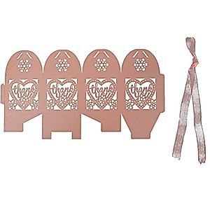Elephant-package 25 Pcs Laser Cut Boxes (Pink), Bridal Shower Favor Boxes with Ribbon, Thank You Lace Candy Boxes, Party Favor, Wedding, Anniversary.