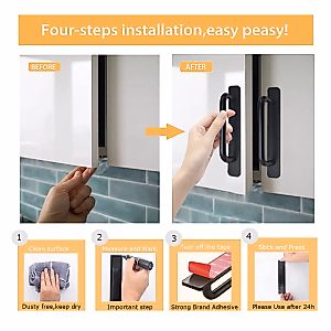 Skyscraper Self-Stick Instant Kitchen Cabinet Bathroom Drawer Closet Door Handle Pulls 2pcs/Set (106mm, Silver)