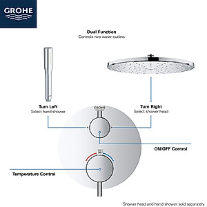 GROHE 24151003 Atrio Dual Function 2-Handle Thermostatic Trim, Starlight Chrome