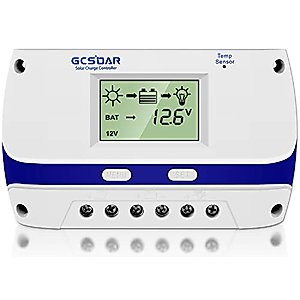 GCSOAR 60 amp Solar Charge Controller, 60A 12v 24v 48v Auto PWM Solar Panel Regulator, with USB Port Temp Sensor Function Fit for Lithium, Sealed, Gel, and Flooded Batteries