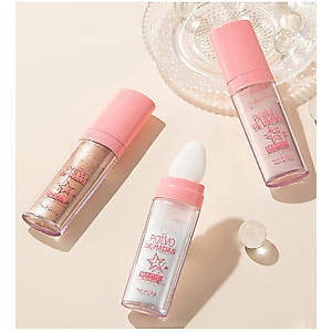 GL-Turelifes Polvo De Hadas Hightlighter Powder Stick Puff Fairy Bomb Stick Glitter Loose Powder Highlight Contouring Powder Shimming Powder for Eyes, Face, Body Brighten Makeup (#01 White)