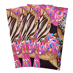 Tarity Yummy Donuts Kitchen Towels Set of 4 Pack Soft and Absorbent Dish Towels 28x18 in Large Cleaning Cloth Hand Towels with Hanging Loop Polyester Tea Towels Dish Rags for Drying Dishes