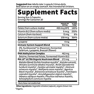 Garden of Life RM-10 Ultra Ultimate Broad Spectrum Immune Support System for Cell Function, DNA Methylation Complex & Organic Mushroom Blend, 90 Count
