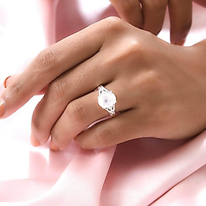 SHOP LC Rainbow Moonstone Ring 925 Sterling Silver Genuine Jewelry Gifts for Women Size 10 Birthday Gifts