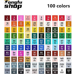 Tongfushop 100 Colors Alcohol Markers, Double Tip Blender Art Drawing Markers Set, Professional Permanent Sketch Pens for Artist Adult Coloring Illustrations with Organizing Case, Pad