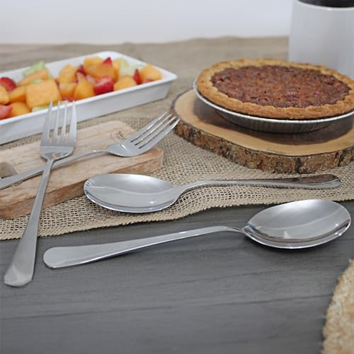 Cornucopia Serving Spoons & Large Serving Forks Set (4 pack, 2 of each); Buffet & Banquet Style Elegant Classic Serving Utensils
