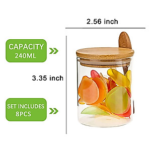 NEPIVEL 8 Pack Glass Jar with Bamboo Lids, 8Oz Glass Containers with Airtight Bamboo Lid and Spoons,100% Sealed Glass Spice Jars for Candy Coffee Beans Sugar Nuts Cookies, 240ml