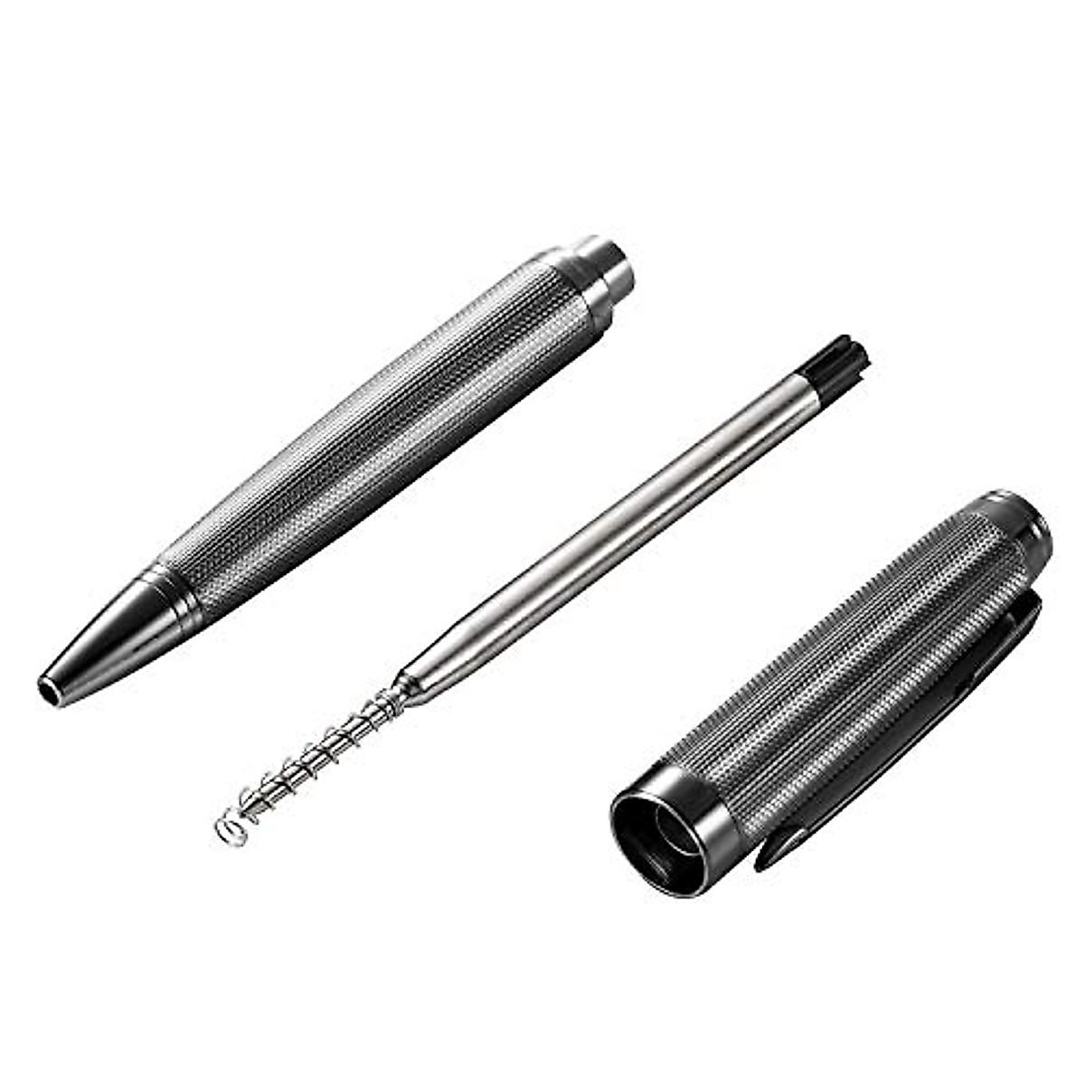 Nekigoen Ballpoint Pen with Gift Box for Men Women,Luxury Stainless Steel Retractable Pen Executive Home Office Use, and 2 Extra Refills Black Ink 1.0mm B2 (full gray)