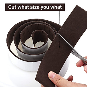 Shappy 2 Packs Felt Strips with Adhesive Backing Non Slip Felt Furniture Pads Adhesive Roll Tape for Protecting Hardwood Floors Chair Wall Protector(Dark Brown,120 x 2 x 0.12 Inch)