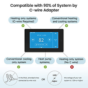 MoesGo Programmable WiFi Smart Thermostat for Home, No C-Wire Required by C-Wire Adapter, with Zone Remote Sensor, Remote Control Tuya/Smart Life, Compatible with Alexa and Google Assistant, 24VAC