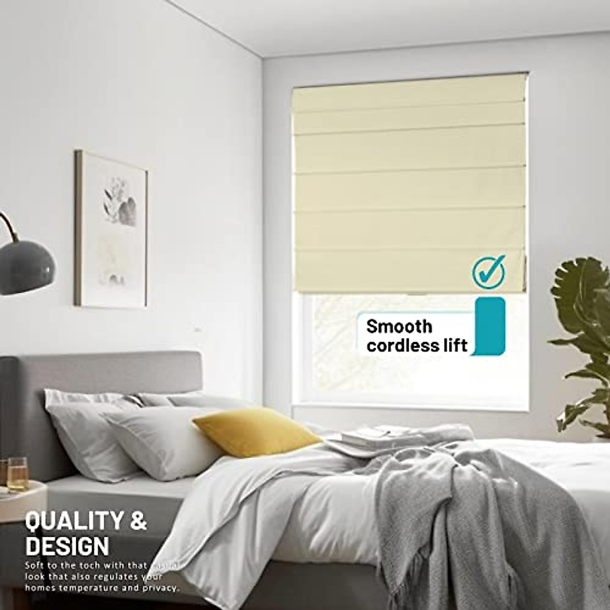 CHICOLOGY Roman Shades for Windows, Roman Window Shades, Roman Shades, Window Treatments, Window Shades for Home, Window Shade, Cream (Cotton), 35" W X 64" H