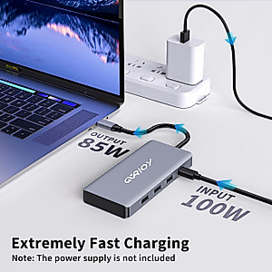USB C to Dual HDMI Adapter, Multi Display Docking Station Dual Monitor with 2 HDMI, Displayport, 100W PD, 3 USB Ports, USB C Hub Multiport Dongle Compatible with MacBook/Dell/HP/Lenovo Laptops