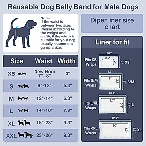MICOOYO Male Dog Diaper Lightweight Dog Wraps Male Washable Dog Diapers Dog Belly Bands for Male Dogs, Male Dog Wraps Medium (Dinosaur,M)